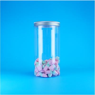 China Clear PET Plastic Dry Food Jar 1450ml 102mm Diameter with Wide Mouth Aluminum Lid for sale