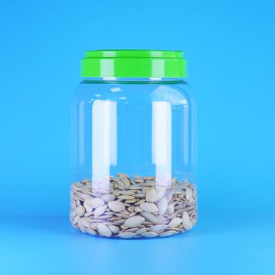 China Food Grade PET Round Plastic Jar 1160ml 89mm Flat Cap Clear Candy Coffee Baby Food for sale