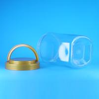 China Square PET Plastic Storage Jar 2250ml 76oz with Handle Lid for Cookies Noodles Dry Fruit for sale
