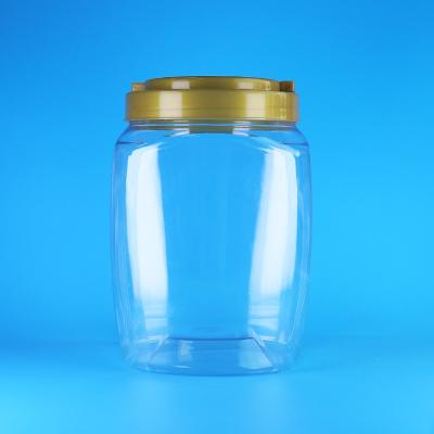 China Transparent Square PET Plastic Jar 2250ml 76oz with Flat Lid for Candy Cookies Dry Food for sale