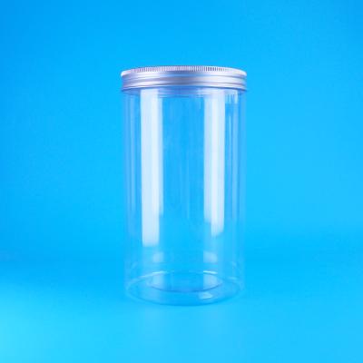 China BPA Free 1250ml Transparent Round PET Jars with Aluminum Screw Caps for Baby Food for sale