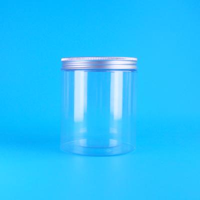 China Food Grade PET Plastic Round Jar 770ml 26oz with Aluminum Lid for Mustard Cashew Child Food for sale