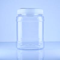 China Food Grade PET Square Plastic Jar 880ml 26oz Clear White Lid for Snacks Nuts Chestnut for sale