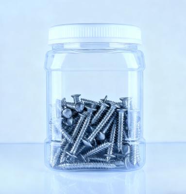 China Food Grade PET Square Plastic Jar 880ml 26oz Clear White Lid for Snacks Nuts Chestnut for sale