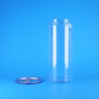 China Clear PET Plastic Beverage Can 520ml 62mm Easy Open Lid Leak Proof Food Grade BPA Free for sale