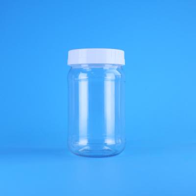 China 220ml Clear Food Grade PET Plastic Jar 56mm White Screw Cap for Salad Jam Packaging for sale