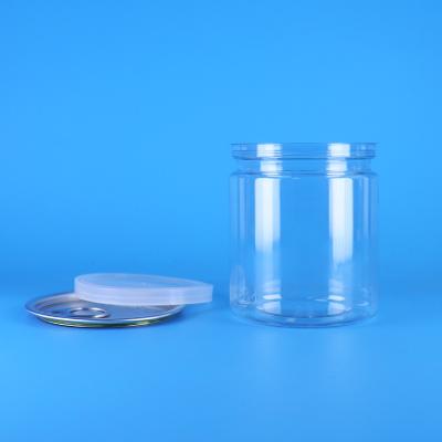 China 250ml PET Food Jar with Easy Open Lid Airtight Plastic Packaging for Peaches Ham Peas for sale