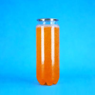 China 500ml Food Grade PET Plastic Can with Easy Open Lid Leak Proof for Carbonated Drinks for sale