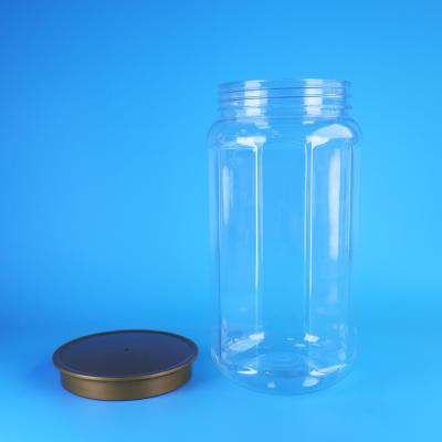 China Food Grade PET Plastic Storage Jar 1300ml 87mm Screw Lid Airtight Container for Dry Goods for sale