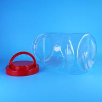 China 2100ml Food Grade PET Plastic Candy Jars with Red Screw Handle Lids 99mm Neck for sale