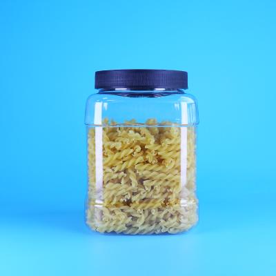 China Custom Square PET Plastic Baby Food Jar 1300ml 88mm Screw Lid Transparent Food Storage for sale