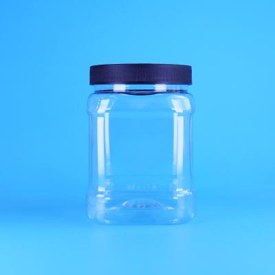 China 850ml Food Grade PET Square Plastic Jar with Screw Lid for Baby Food Candy Storage for sale