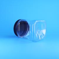China 850ml Food Grade PET Square Plastic Jar with Screw Lid for Baby Food Candy Storage for sale