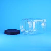 China 850ml Food Grade PET Clear Square Plastic Jars with Screw Lid for Dried Fruit 88mm for sale