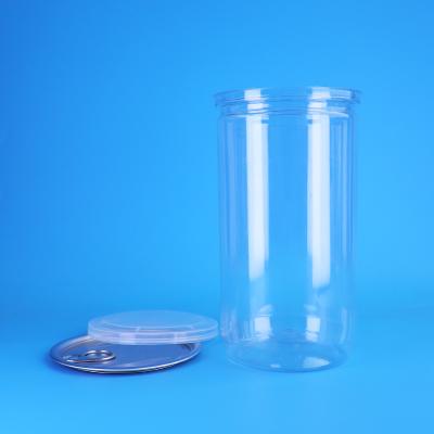 China PET Custom Transparent Food Packaging Jars 800ml 83mm Leak Proof Airtight for Nuts Dried Fruits Snacks for sale