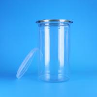 China 1200ml 40oz Food Grade PET Transparent Can with Airtight Screw Lid for Cakes Cookies Candy Storage for sale