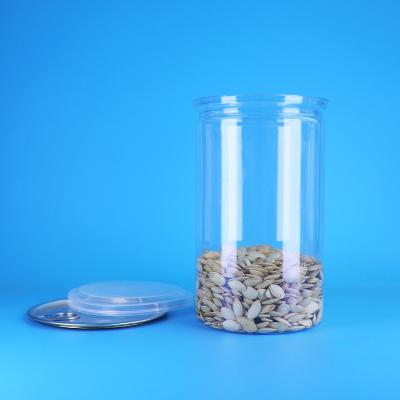 China Food Grade PET Clear Can 1200ml 40oz Airtight Leak Proof Jar for Fruit Tarts Cheese Cakes Desserts for sale