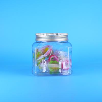 China Food Grade Clear PET Square Jar 483ml 65mm Screw Lid for Spices Dry Goods for sale