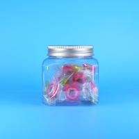 China Food Grade Clear PET Square Jar 483ml 65mm Screw Lid for Spices Dry Goods for sale