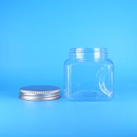 China Food Grade PET Square Jar 483ml 65mm Screw Lid Airtight Leakproof for Grains Nuts Seeds for sale