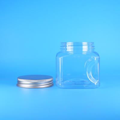 China Food Grade PET Square Jar 483ml 65mm Screw Lid Airtight Leakproof for Grains Nuts Seeds for sale
