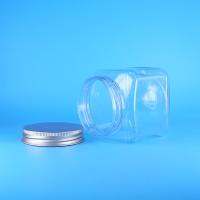 China Food Grade PET Square Jar 483ml 65mm Screw Lid Airtight Leakproof for Grains Nuts Seeds for sale