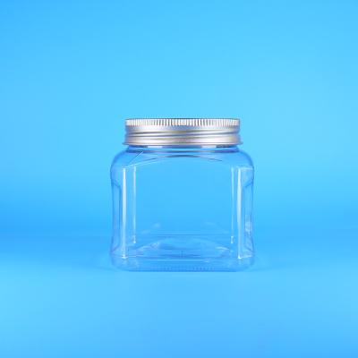 China Leak Proof Food Grade PET Square Jar 483ml 18oz Bulk Packaging with Screw Lid for sale