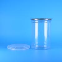 China Clear PET Plastic Cans 490ml 16oz Food Grade Airtight Leak Proof Storage for Candy Baked Goods for sale