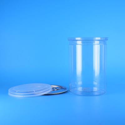 China Clear PET Plastic Cans 490ml 16oz Food Grade Airtight Leak Proof Storage for Candy Baked Goods for sale