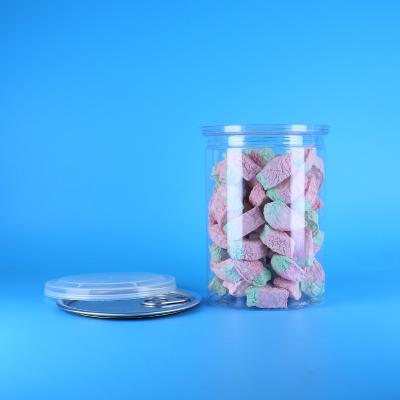 China Food Grade PET Clear Container 490ml 83mm for Storing Cakes Cookies Candies with Easy Open Lid for sale