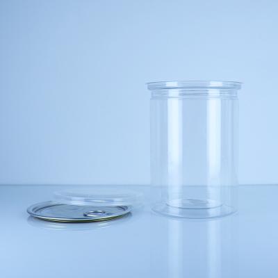 China Transparent PET Food Storage Can 490ml 83mm Easy Open PE Lid for Biscuits Nuts Sweets for sale