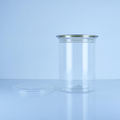 China Transparent PET Food Storage Cans 490ml 83mm Diameter Airtight Easy Open Lid for Cake Dried Fruits for sale