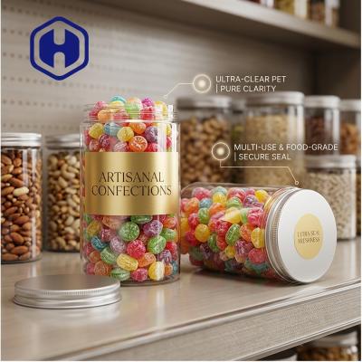 China Food Grade Clear PET Jar 1060ml 97mm Aluminum Screw Cap for Chocolate Biscuits Candy for sale