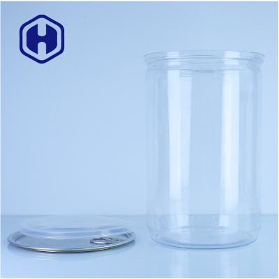 China PET Round Clear Plastic Can 2300ml 126mm Aluminum Lid for Spice Protein Powder Supplements for sale