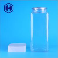 China ODM Square PET Plastic Food Jar 570ml 52mm Bulk Order with Lid for Cookies Dry Fruits for sale