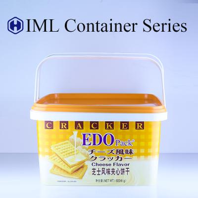 China IML Technology Custom Food Plastic Container Quality Control Advantages For Biscuits Candies Packaging for sale