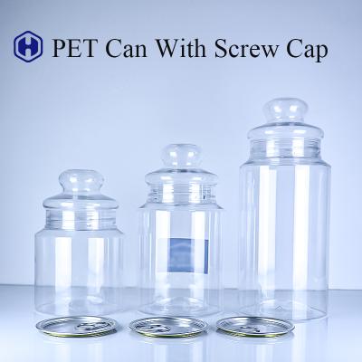 China Food Grade PET Can with Screw Cap 610ml 830ml 1180ml Easy Open Wholesale for sale