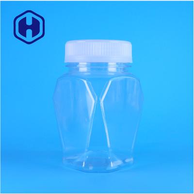 China Clear PET Unique Shape Jar 511ml 70mm Screw Cap for Honey Pet Food Custom OEM for sale