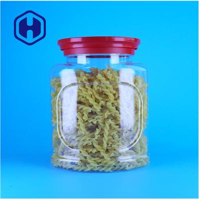 China Clear Plastic Snack Jar 925ml with Screw Lid PET Popcorn Food Container OEM for sale