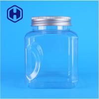China Food Grade Clear Square PET Jar Aluminum Lid For Cashew Packaging OEM Food Container Manufacturer for sale