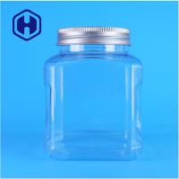 China Food Grade Clear Square PET Jar Aluminum Lid For Cashew Packaging OEM Food Container Manufacturer for sale