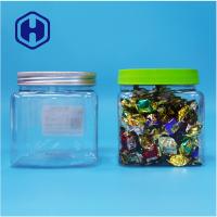 China Airtight Square PET Plastic Jar 650ml 22oz with Screw Lid for Food Candy Cookies for sale
