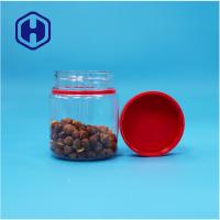 China Food Grade Clear PET Storage Jar 180ml 57mm with Red Screw Lid for Nuts Candy for sale