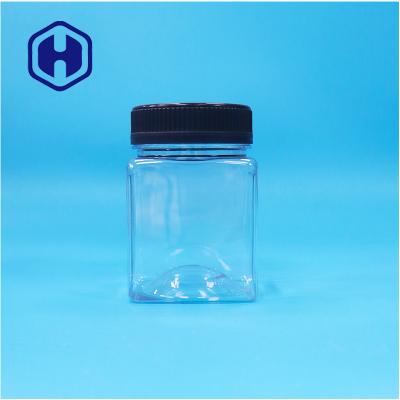 China Airtight BPA Free Square PET Plastic Candy Cookies Nut Packaging Jar 388ml 70mm for sale