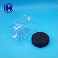 China Airtight BPA Free Square PET Plastic Candy Cookies Nut Packaging Jar 388ml 70mm for sale