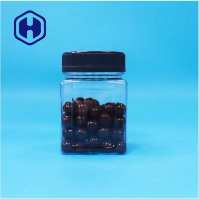 China Square PET Plastic Nut Packaging Jar 388ml 70mm Airtight BPA Free Candy Cookie Container for sale