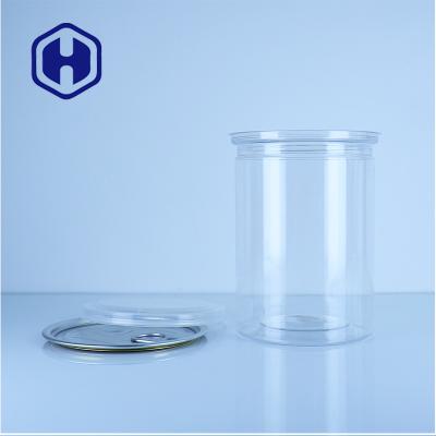 China Transparent PET Food Storage Can 490ml 83mm Easy Open PE Lid for Biscuits Nuts Sweets for sale