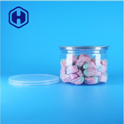 China Plastic Transparent PET Round Easy Open Lid Can 420ml 99mm for Food Candy Cookies Snack Tea for sale
