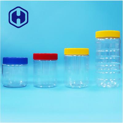 China Round Transparent PET Plastic Jars 72mm 340ml 350ml 480ml 690ml Peanut Butter Food Grade Screw Lid for sale