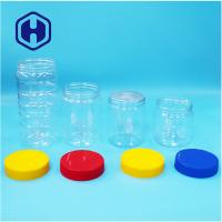 China Round Transparent PET Plastic Jars 72mm 340ml 350ml 480ml 690ml Peanut Butter Food Grade Screw Lid for sale